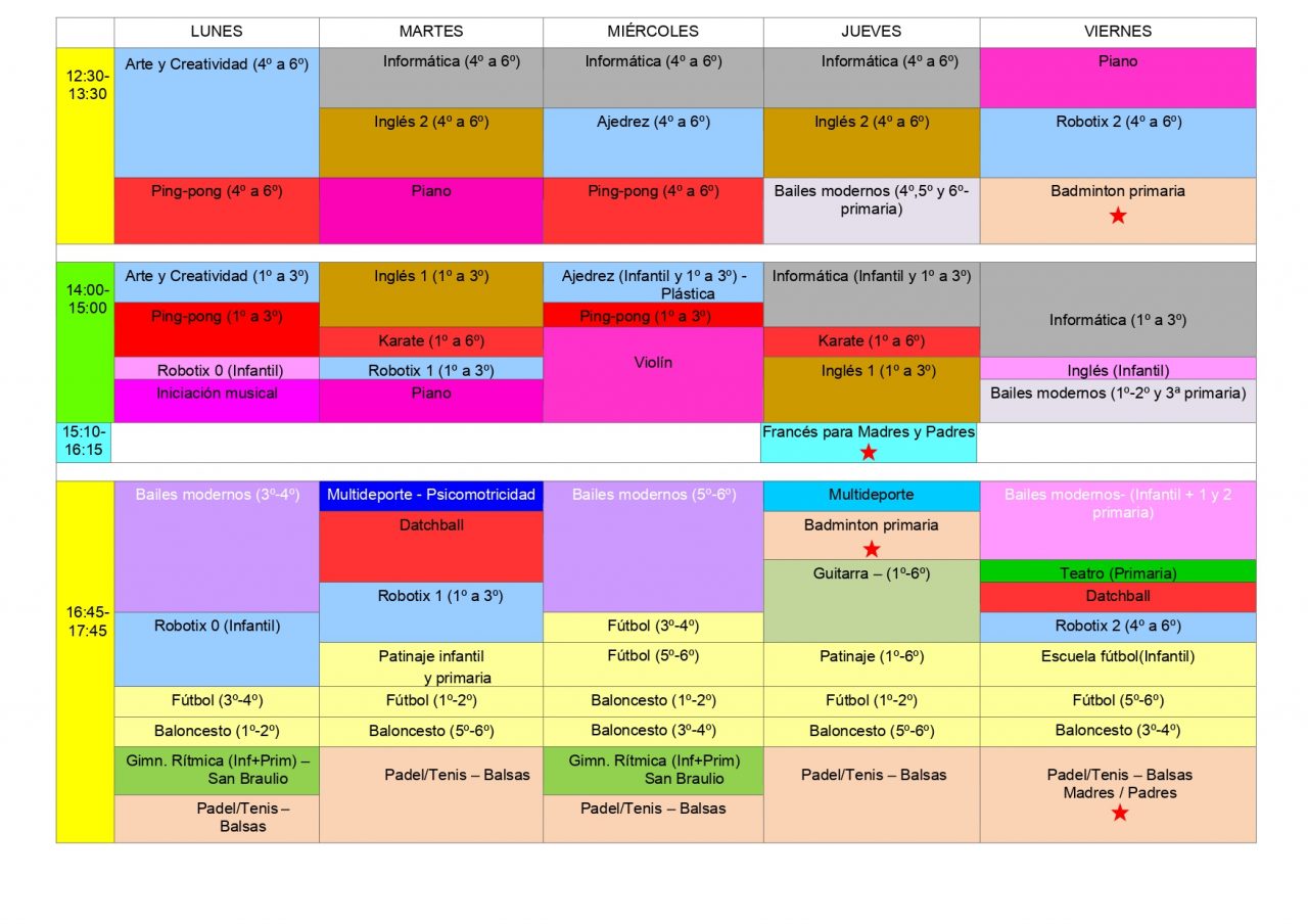 CIRCULAR Y HORARIO DEFINITIVO DE EXTRAESCOLARES - AFE Albada Colegio ...